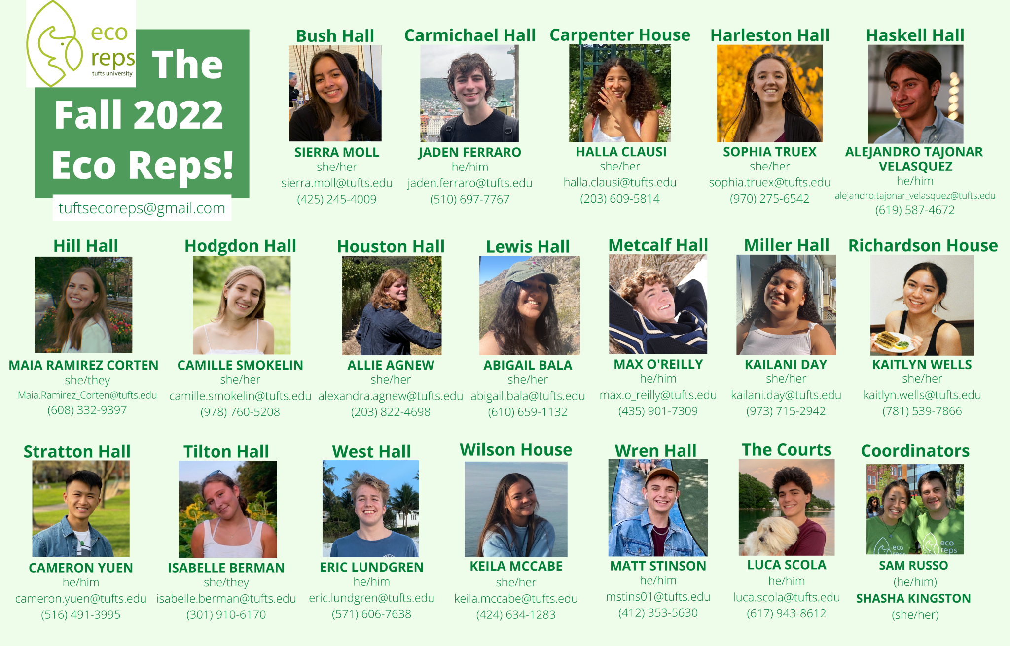 Meet the Fall 2022 Eco Reps! - Office of Sustainability