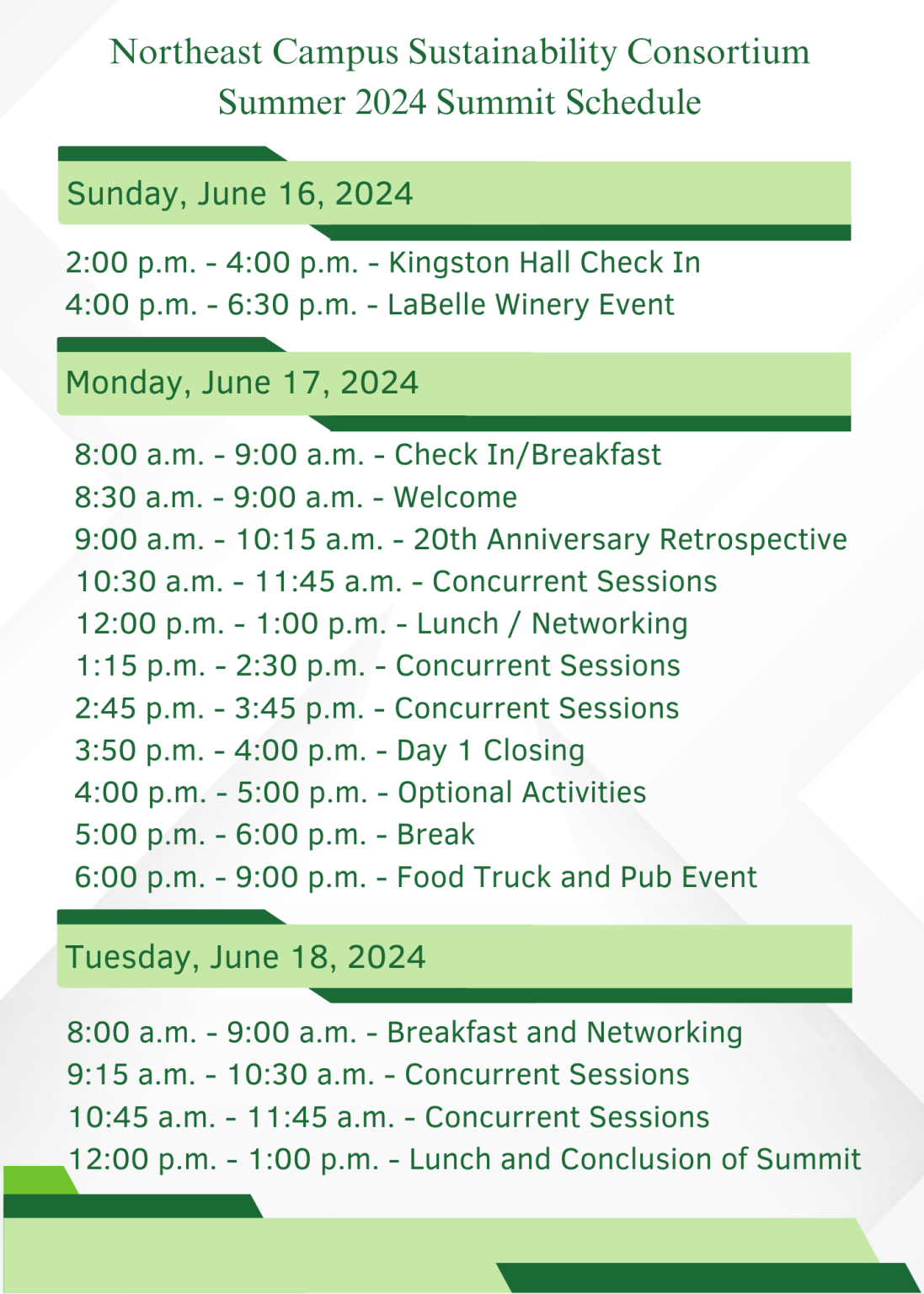 NECSC 2024 Summit Schedule - Office of Sustainability